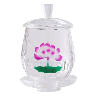 Amosfun Buddhistischer Glas Tempelbecher Lotusblume Opferschale Robust Retro Wasserbeh&auml;lter F&uuml;r Tempel Zuhause Yoga