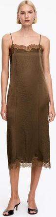 Arket Slipkleid Mit Spitze -Braun
