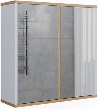 Vicco Armoire de toilette Didi, Blanc/Artisan, 60x60cm avec deux portes &agrave; miroir