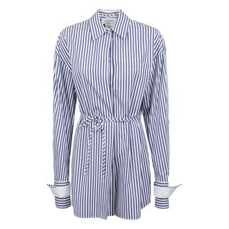 Sportmax Femme, Robes, Bleu, Taille: 38 FR Chemise en coton &agrave; manches longues avec ceinture &agrave; la taille