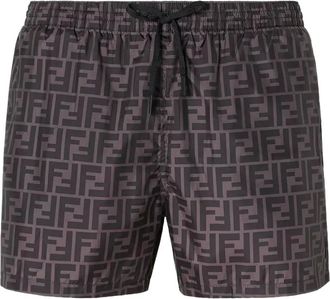 Fendi Badehose mit Logo - Grau