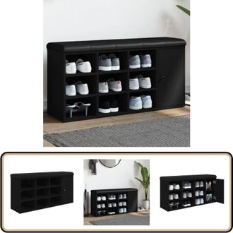 vidaXL Banc à chaussures noir 102x32x50 cm bois dingénierie - Banc à Chaussures - Banc Coffre - Meuble Rangement - Organisation Chaussures - Entrée Déco