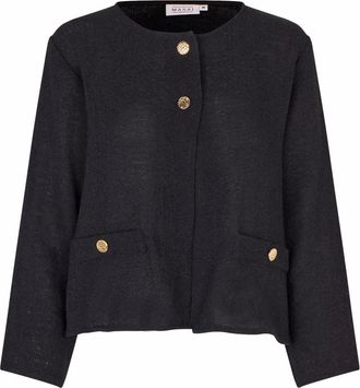 Masai Femme, Vestes, Noir, Taille: 40 FR Veste en Tweed &agrave; Manches Longues