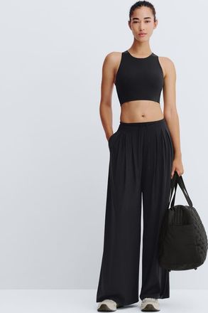 Oysho pantalon large pliss&eacute; noir