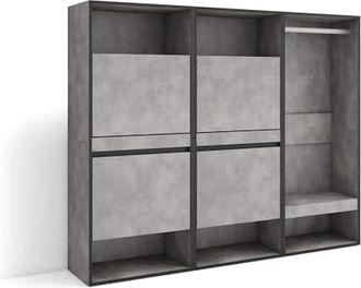 Skraut Home | Schuhregal, Schuhschrank | Schuhaufbewahrung | 180x145x35 cm | Für Schlafzimmer, Zimmer | Offener Kleiderschrank | Moderner Stil | Zement