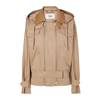 Fendi Cotton Blouson Jacke - - Jackets - Damen - Beige - S