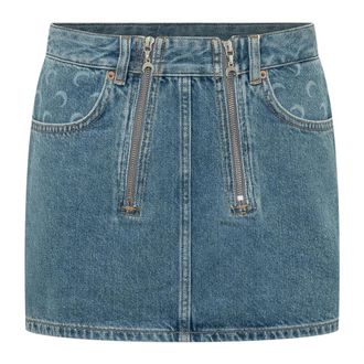 Marine Serre Moon Laser Denim Minirock - - Skirts - Damen - Blau - S