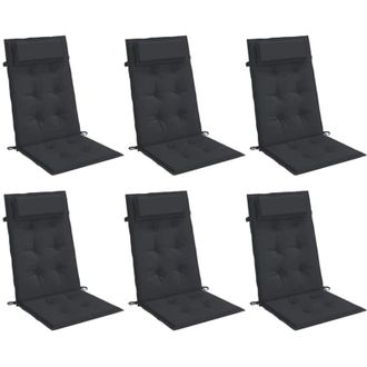 vidaXL Coussins de chaise &agrave; dossier haut lot de 6 noir tissu oxford