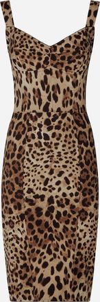 Dolce & Gabbana Leopard-print Cady Corset-style Midi Dress - Frau Kleider Animalprint Seide 44