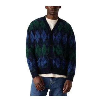 Selected Entspannter Argyle Cardigan f&uuml;r Herren - - Knitwear - Herren - Blau - M