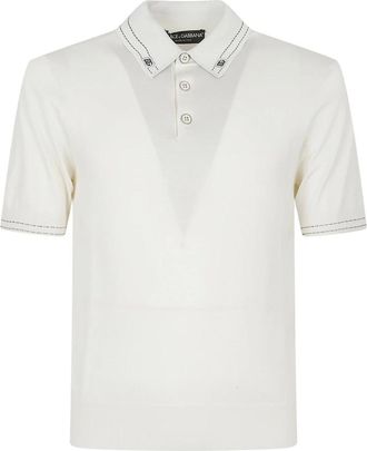 Dolce & Gabbana Homme, Tops, Blanc, Taille: S Polo en soie