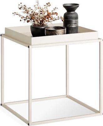 TecTake TecTake Table dappoint carr&eacute;e, 40 x 40 x 44 cm, Petite Table Basse de Salon empilable, Plateau Amovible Cadre en Acier, Meuble D&eacute;co Bout de canap&eacute;, Me
