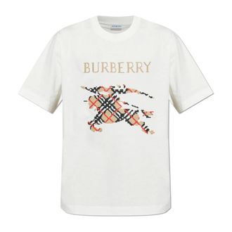 Burberry Homme, Tops, Blanc, Taille: 2XL T-shirt avec logo
