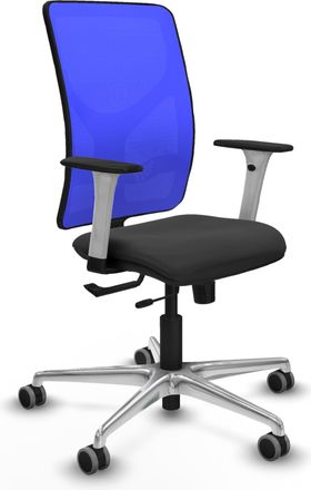 Piqueras y Crespo B&uuml;rostuhl XXL mit wei&szlig;en und schwarzen Armlehnen, h&ouml;henverstellbare Lendenwirbelst&uuml;tze, ausgestattet mit Syncro/Traslack und Schneideschaum, Blau/Dunk