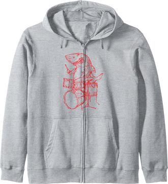 Seembo Hai spielt Schlagzeug, Fisch, Schlagzeuger, Beach, Rockmusiker Kapuzenjacke