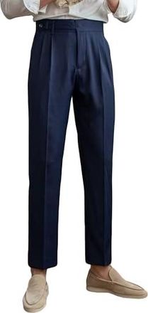Generic Pantalon habill&eacute; classique pour homme - Confort haut de gamme - Pantalon d&eacute;contract&eacute; pliss&eacute; sur le devant, bleu marine, 48