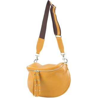 modamoda.de T236 - Umhängetasche Klein Small aus ital. Leder, Farbe:Senfgelb