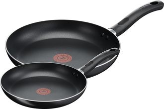 T-fal Taste Twin Bratpfannen-Set, 20/28 cm, antihaftbeschichtet, Aluminium, alle Herdarten kompatibel außer Induktion, spülmaschinenfest, schwarz - B189S244