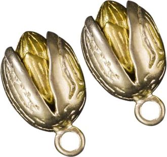 Valiclud Lot de 2 Porte-Cl&eacute;s Pendentifs en Cuivre Jaune et Blanc Forme Pistache Accessoires D&eacute;coratifs en M&eacute;tal pour Cl&eacute; de Voiture Porte-Cl&eacute;s Suspendus Cr&eacute;ati