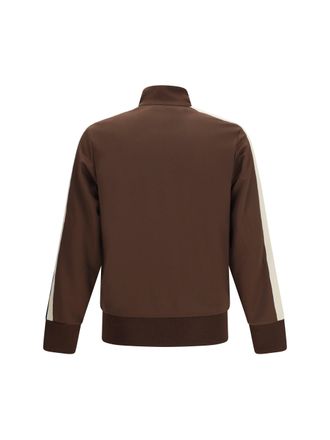 Palm Angels Mens Classic Logo Track Jacket Brown Off White Polyester; Elastane