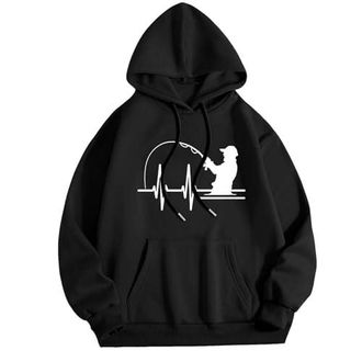 Generic Sweat a Capuche Homme Hooded Sweatshirt Sweats &agrave; Capuche Homme Mode avec Imprim&eacute; Partiel, Pull Long &agrave; Manches avec Cordon de Serrage