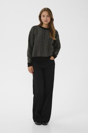 Kaffe Strickpullover KAbitzy Strickpullover Loose fit black offwhite