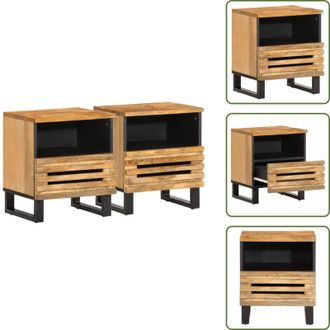 vidaXL Nachttische 2 Stk. 40x34x46 cm Raues Mangoholz - Mangoholzm&ouml;bel - Nachttische - Wohnzimmerdeko - Schlafzimmerm&ouml;bel - Sideboard