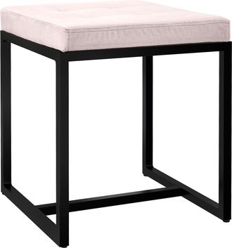 Clp Sitzhocker Barci I Moderner Hocker | Hochwertiger Polsterhocker mit schwarz pulverbeschichteten Eisengestell, Farbe:Creme, Material:Samt