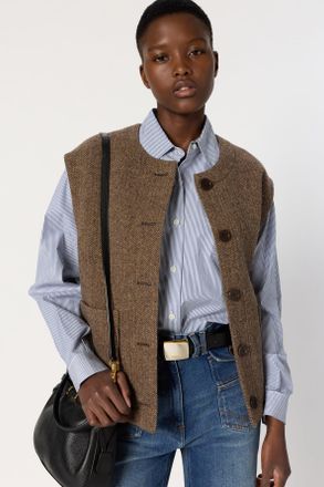 Gerard Darel Veste sans manche &agrave; chevrons - NAOMIE - Marron