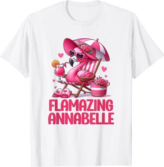 BDAZ Faszinierender tropischer Strandausflug mit Annabelle Pink Flamingo T-Shirt