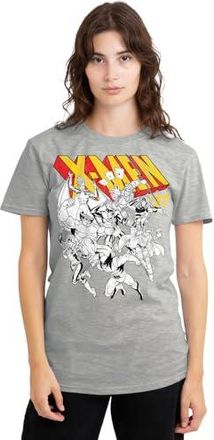 MARVEL X-Men Xmen Retro Team Ladies T Shirt, Heather, Athletic chin&eacute;, S Femme