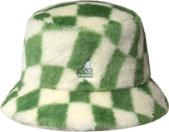 Kangol Seau en fausse fourrure, Vert &agrave; carreaux, Medium