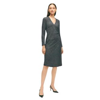 Brooks Brothers Femme, Robes, Gris, Taille: 40 FR Robe portefeuille en mélange de coton et laine gris moyen