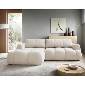 Best Mobilier Bestmobilier - Yulin - canapé dangle gauche 4 places convertible avec coffre en tissu bouclette