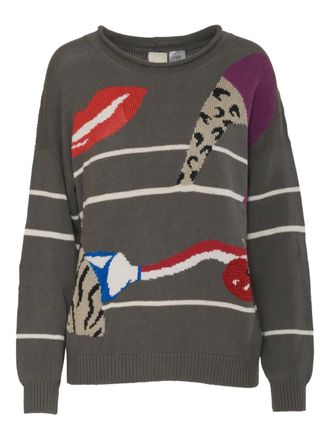 Krizia pull en maille intarsia - Gris