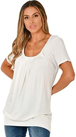 Krisp Femme Top Tunique Classique Casual Manches Courtes, Creme, 48, (5079-CRM-20)