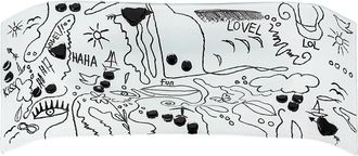 GILDE GLAS art GLAS art Schale Modern Art - Glas - weiß glänzend - Einliniendesign - handbemalt - Breite 57cm