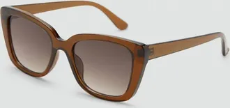 Mango Lunettes de soleil monture carr&eacute;e marron - Femme - Taille unique - MANGO