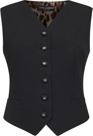 Dolce & Gabbana Femme, Vestes, Noir, Taille: 38 FR Wool Vest