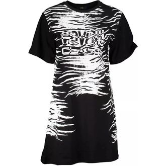 Cavalli Elegantes bedrucktes Kleid mit kurzen &Auml;rmeln - - Dresses - Damen - Schwarzk - XS
