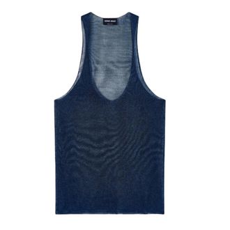 Giorgio Armani Femme, Pulls, Bleu, Taille: 38 FR Top en Viscose Lurex
