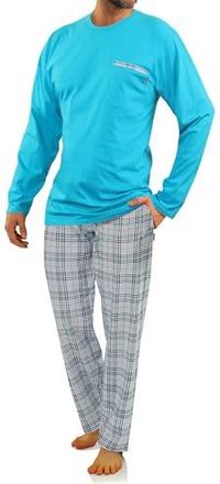 Sesto Senso Pyjama Homme Long Coton 100% Vetements De Nuit Ensembles Pantalon et Manche Longue XXL Turkus 2379-27 Turquoise