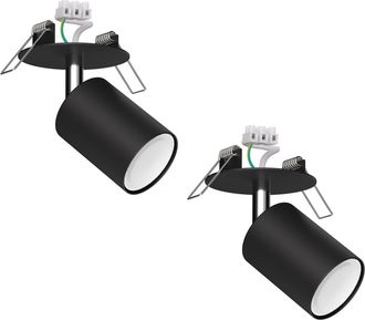 LEDs Com 2 Stück Deckeneinbauleuchte WAIKA, schwarz matt, inkl. GU10 LED Lampe, 450lm, weiß