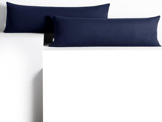 Decoking 2 Kissenbezüge 40x145 cm Jersey 100% gekämmte Baumwolle Reißverschluss dunkelblau Amber