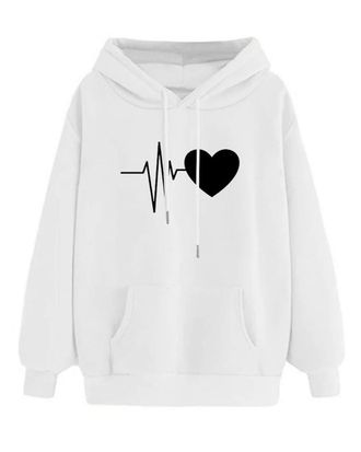 Heekpek Damen Hoodie Sweatshirt Herbst Winter Pullover Tops Langarm Shirt Hoodie Mode Love Print Pullover mit Tunnelzug Kordel und Taschen Langarm Hoodie,L,We