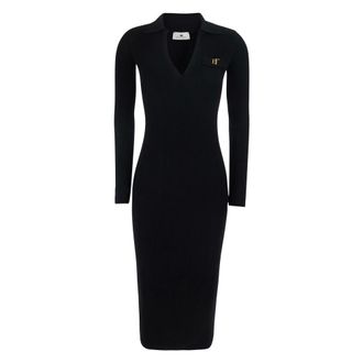 Elisabetta Franchi Robe midi en maille c&ocirc;tel&eacute;e - Femme - Robes - Noir - Taille: 36 FR