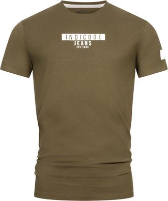 Indicode Herren INVegas T-Shirt mit Rundhals-Ausschnitt aus Baumwolle | Herrenshirt Sommershirt Männer Army, XXL