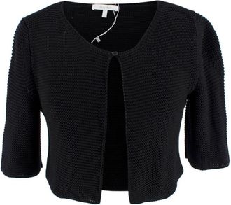 Max Mara Black Silk and Linen Blend Cropped Cardigan Size S
