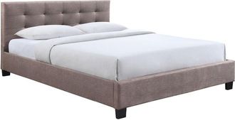 Miliboo Miliboo - Lit 2 places 160x200 cm en tissu camel capitonné marquise