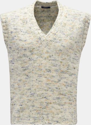 04651/ Herren - Pullunder Donegal creme/graublau gemustert